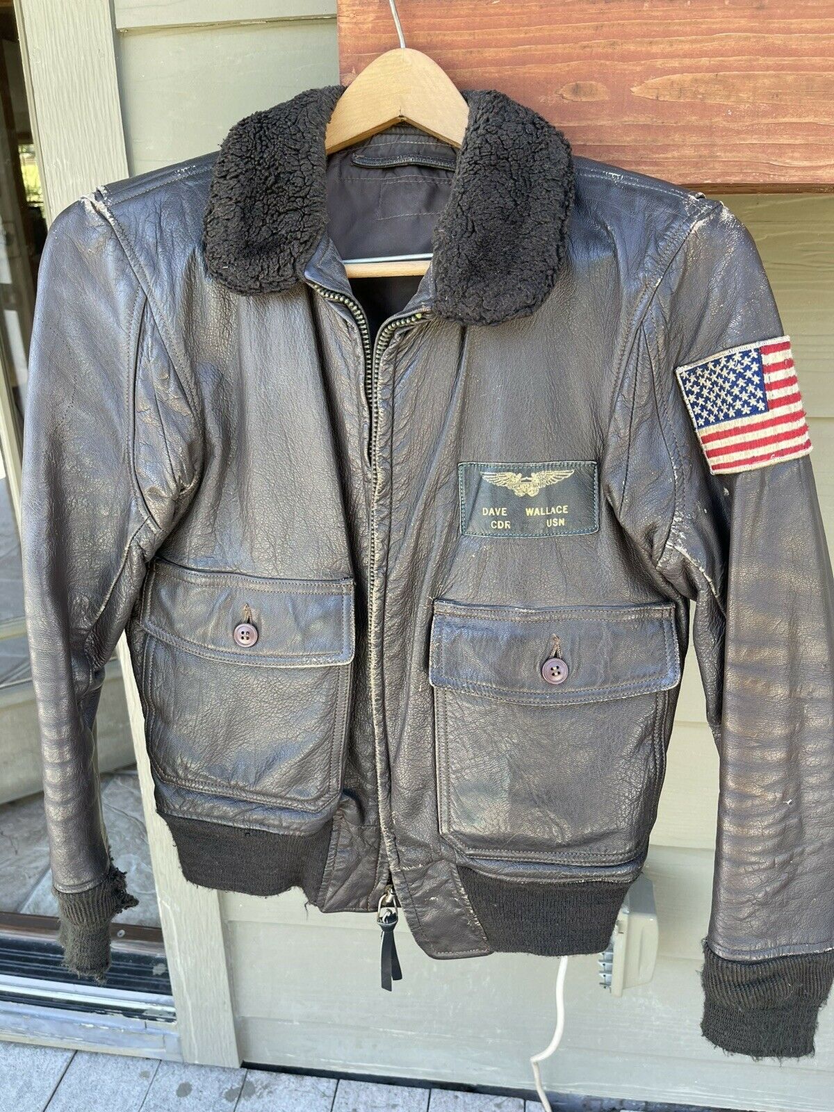 Authentic USN Pilot Worn G-1 Leather Bomber Flight Jacket Vietnam Era ...